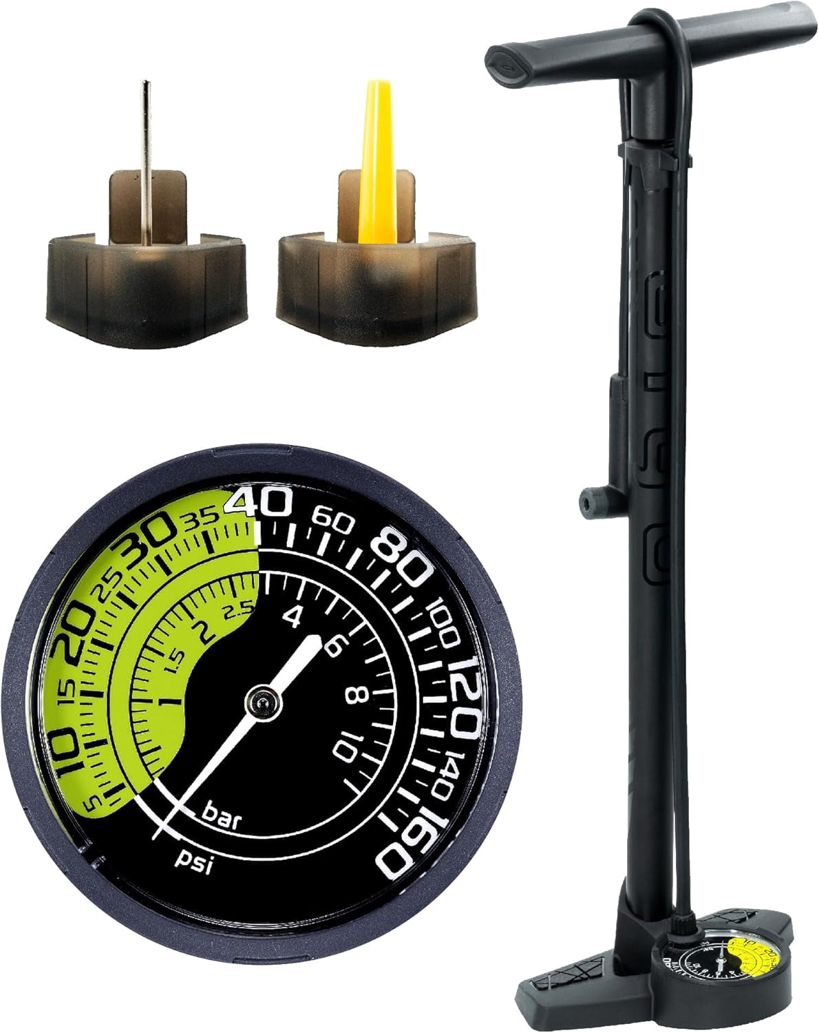 Bike Floor Pump - 3" Dual Scale Gauge Road & MTB | One Handed Operation ...