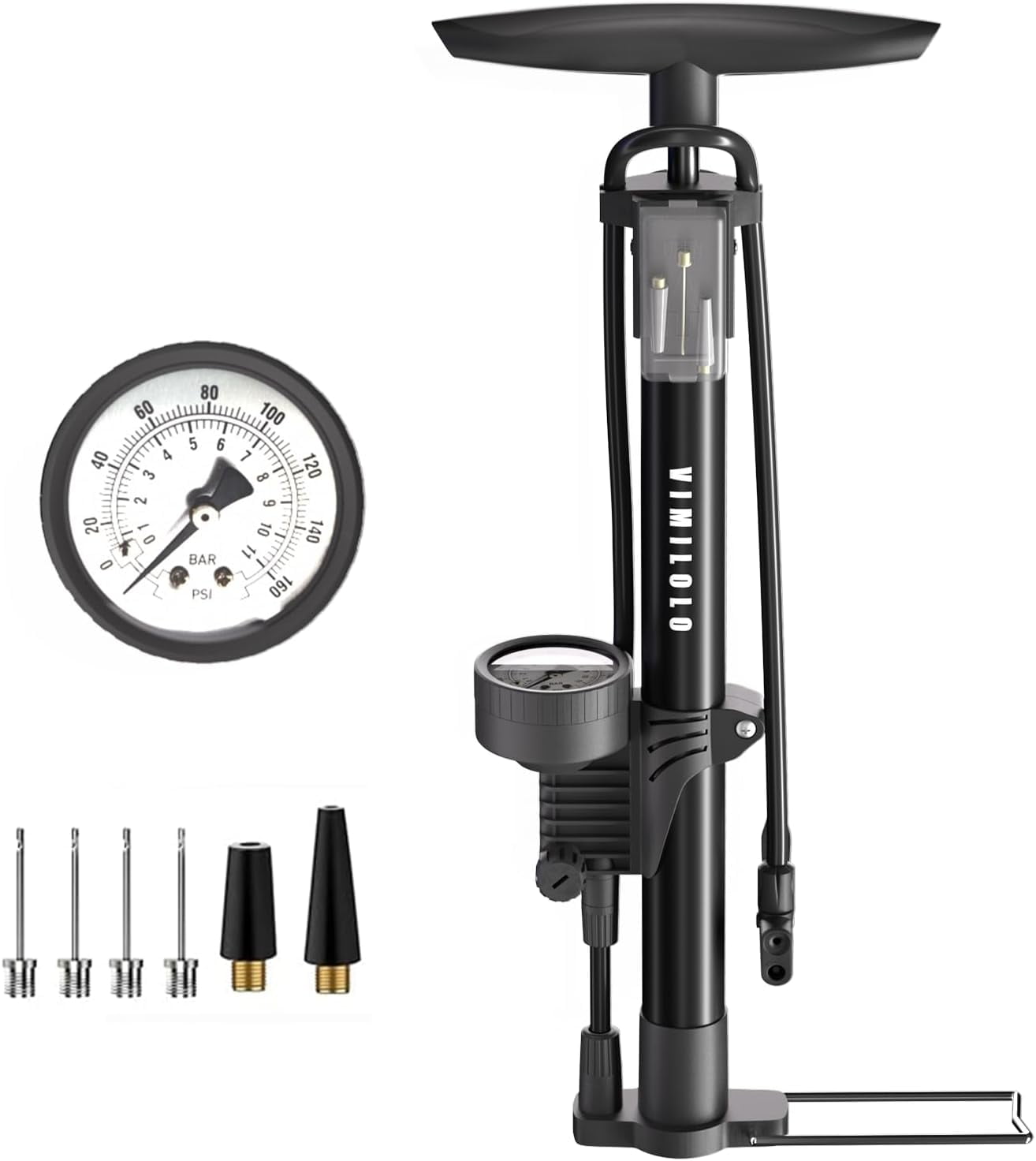 Bike Floor Pump, Bicycle Pump with Dual Presta & Schrader Valve Head ...