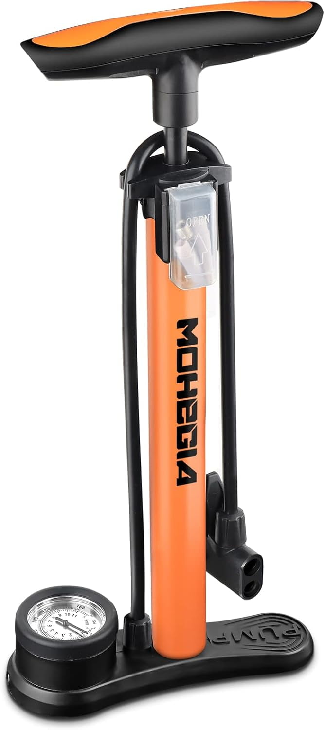 Bike Floor Pump with Gauge,Air Bicycle Pump Inflator with High Pressure ...