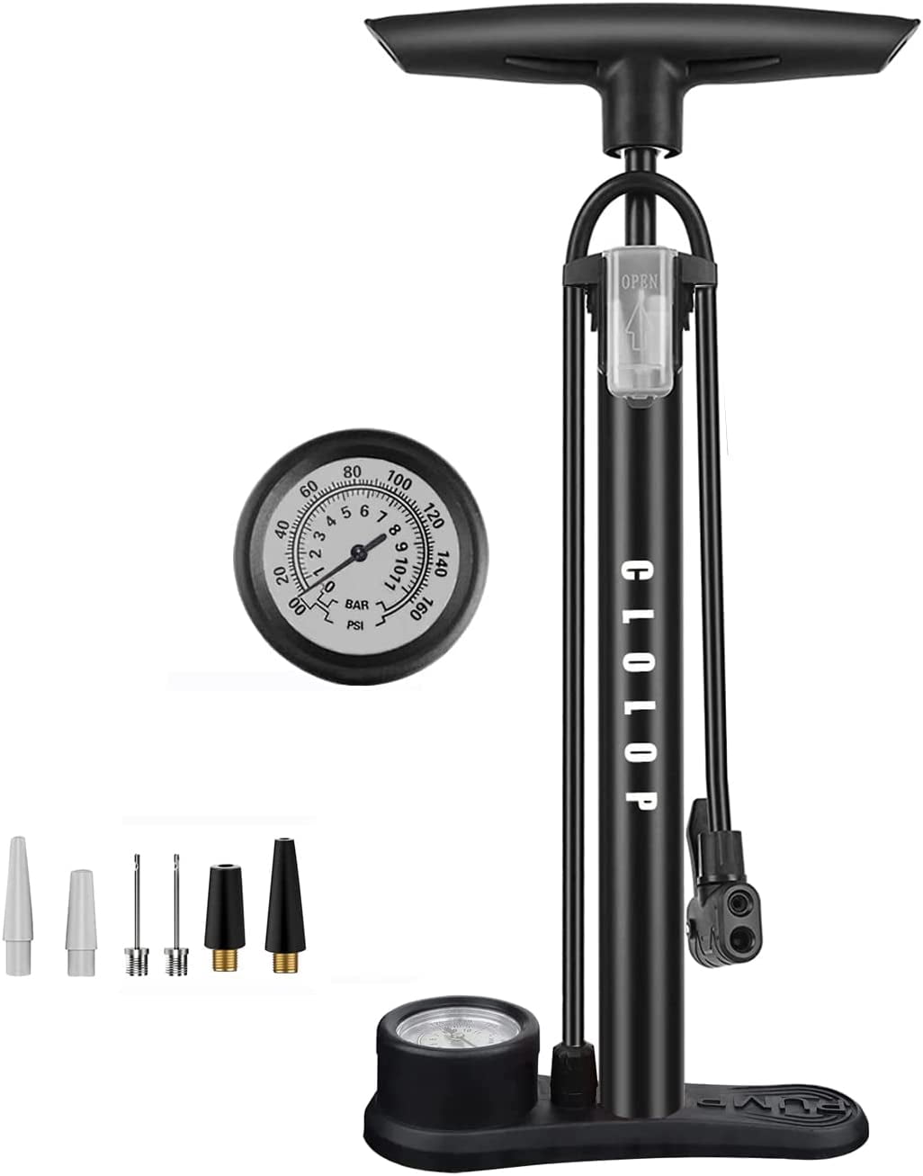 Bike Floor Pump with Gauge,Bike Air Tire Inflator, for Presta and ...