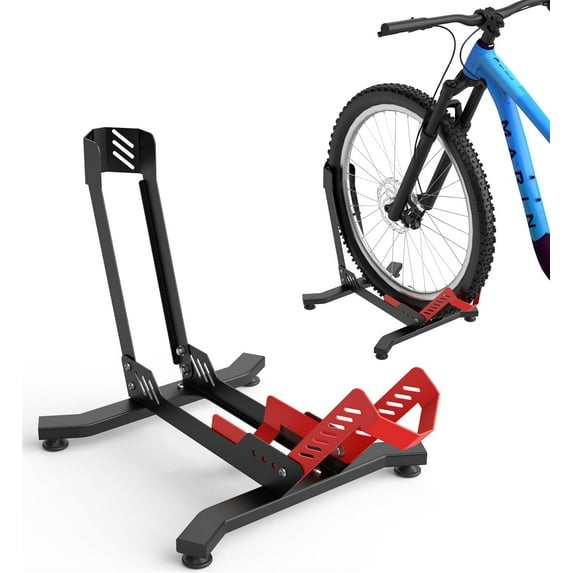 Bike Floor Stand, Portable Storage for Garage - up to 3.5" Tire Wide ...