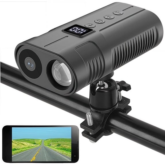 Bike Front Light Sports Camera，1080P HD Bicycle Action Camera, 10H ...