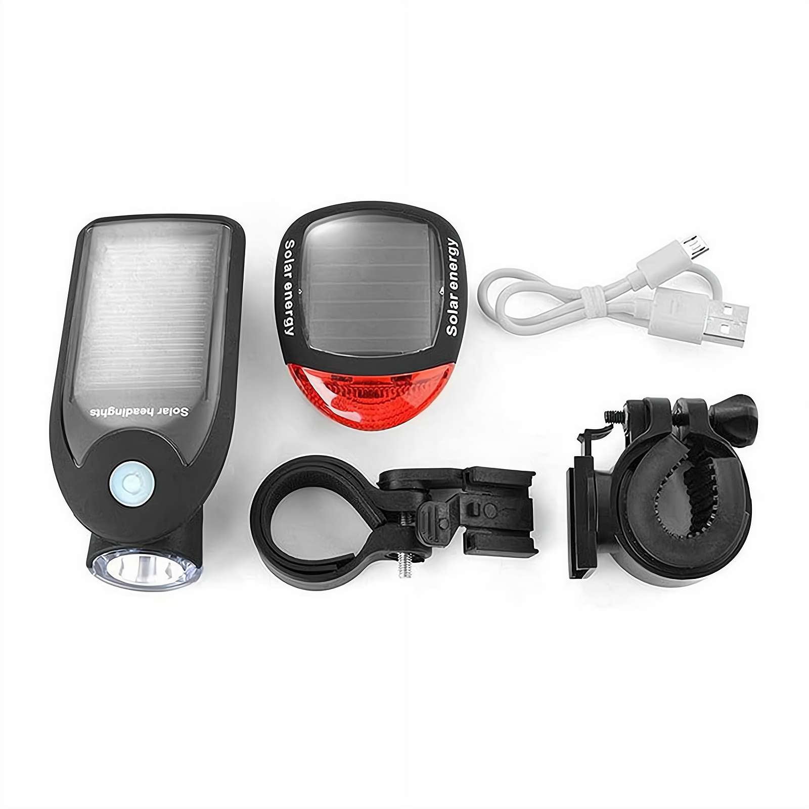 Bike Front Lights Night Riding Bicycle Taillight Solar Energy Light ...