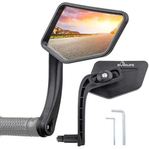 Bike Handlebar Bar End Rear View Mirror - Big Size 360° Adjustable HD Convex Glass Lens Rearview ...