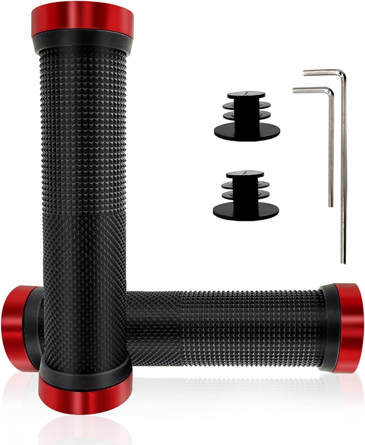 Bike Handlebar Grips, Non-Slip-Rubber Bicycle Handle Grip with Aluminum ...