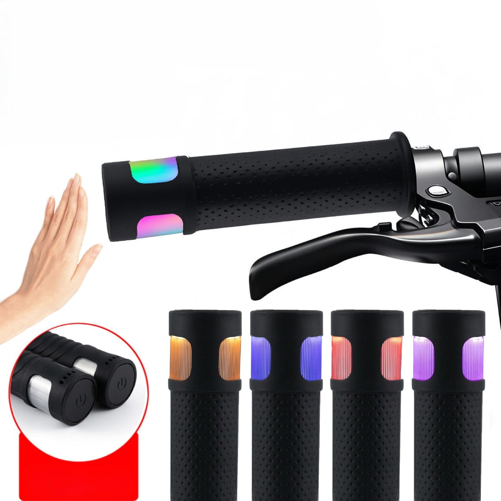 Bike Handlebar Grips, Rechargeable Led Light Up Handlebars for Night ...