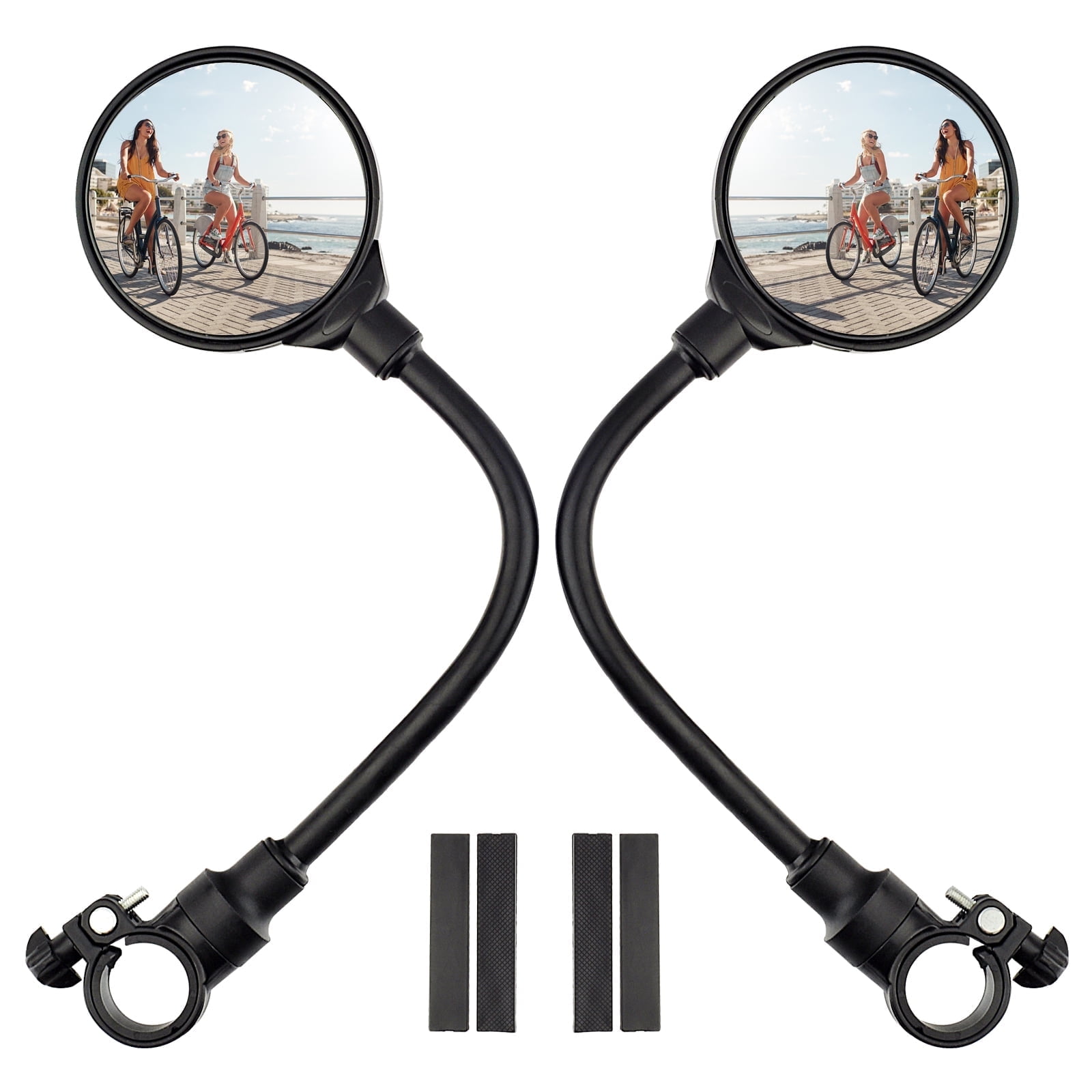 Bike Handlebar Mirror 2 Pack - Rotatable And Adjustable Wide Angle Rear ...