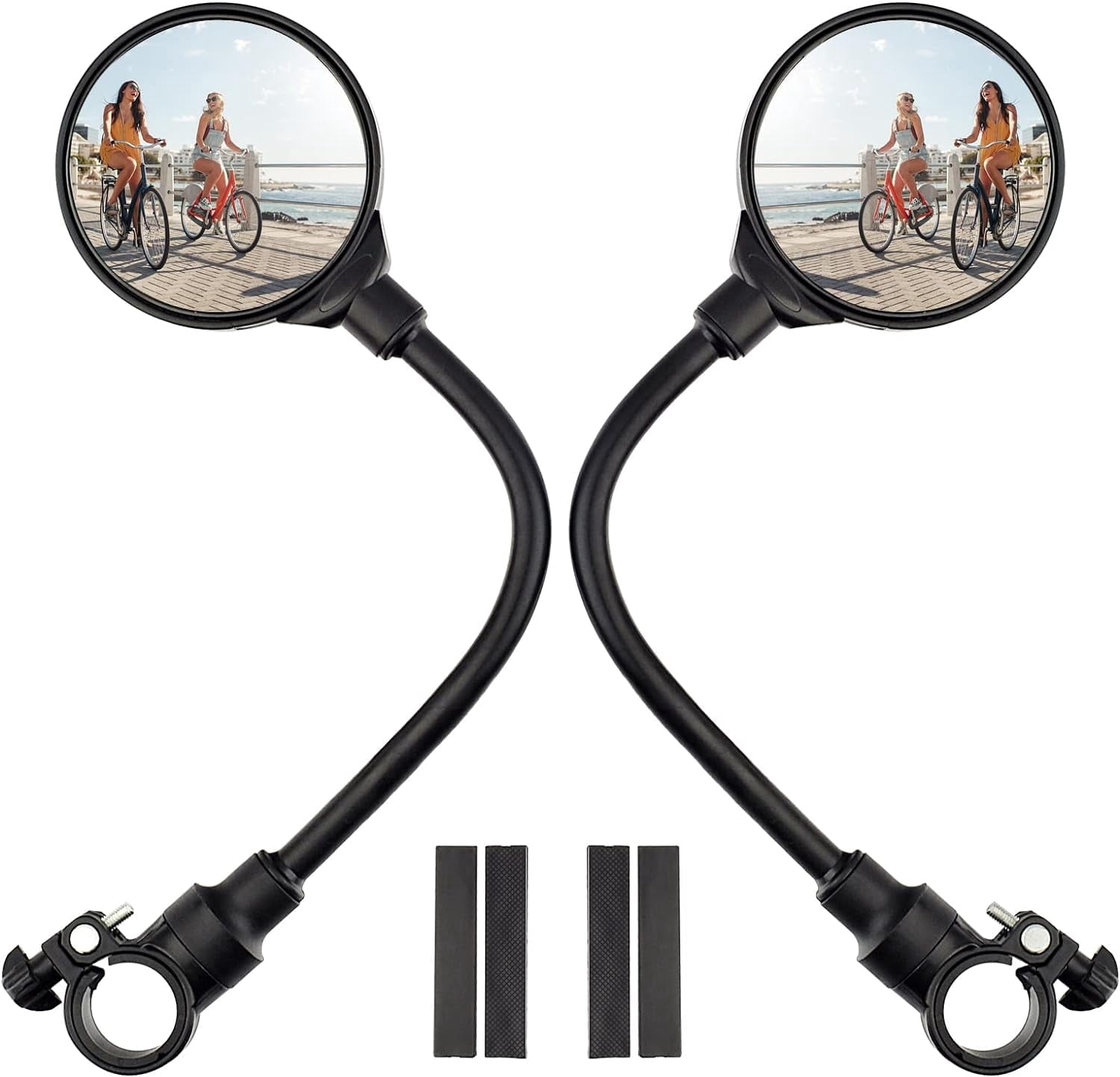 Bike Handlebar Mirror 2 Pack - Rotatable And Adjustable Wide Angle Rear ...