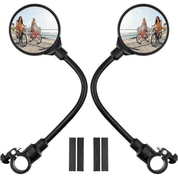 Bike Handlebar Mirror 2 Pack - Rotatable And Adjustable Wide Angle Rear ...