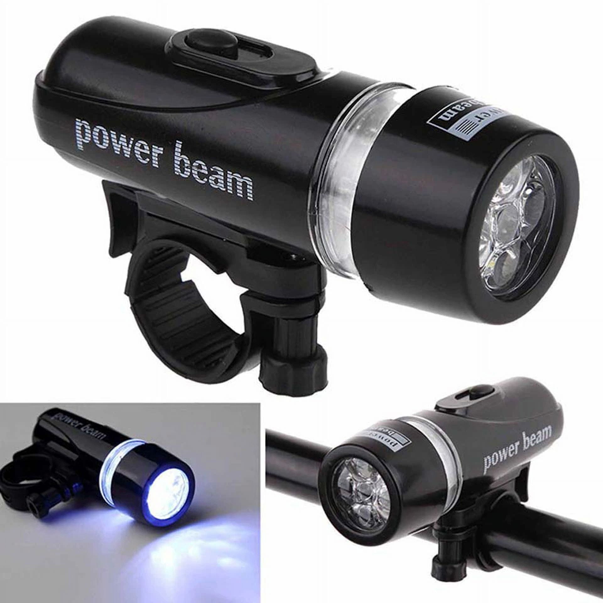 Bike Headlight White LED Flash Modes AAA Battery Power Handlebar Mount ...