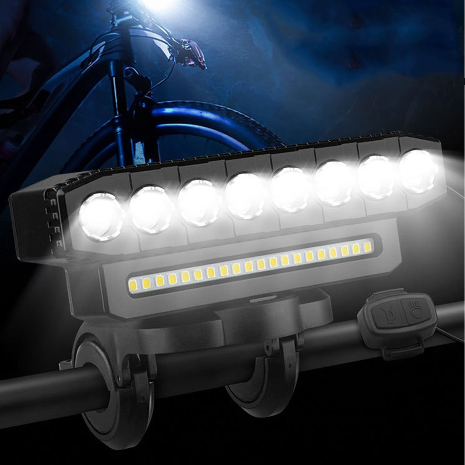 Bike Headlight with High/Low Beam and Horn, 900 Lumens USB Rechargeable ...