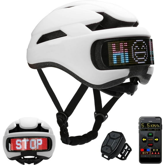 Bike Helmet with LED Display, Remote and App, Turn Signals, Rear Light ...