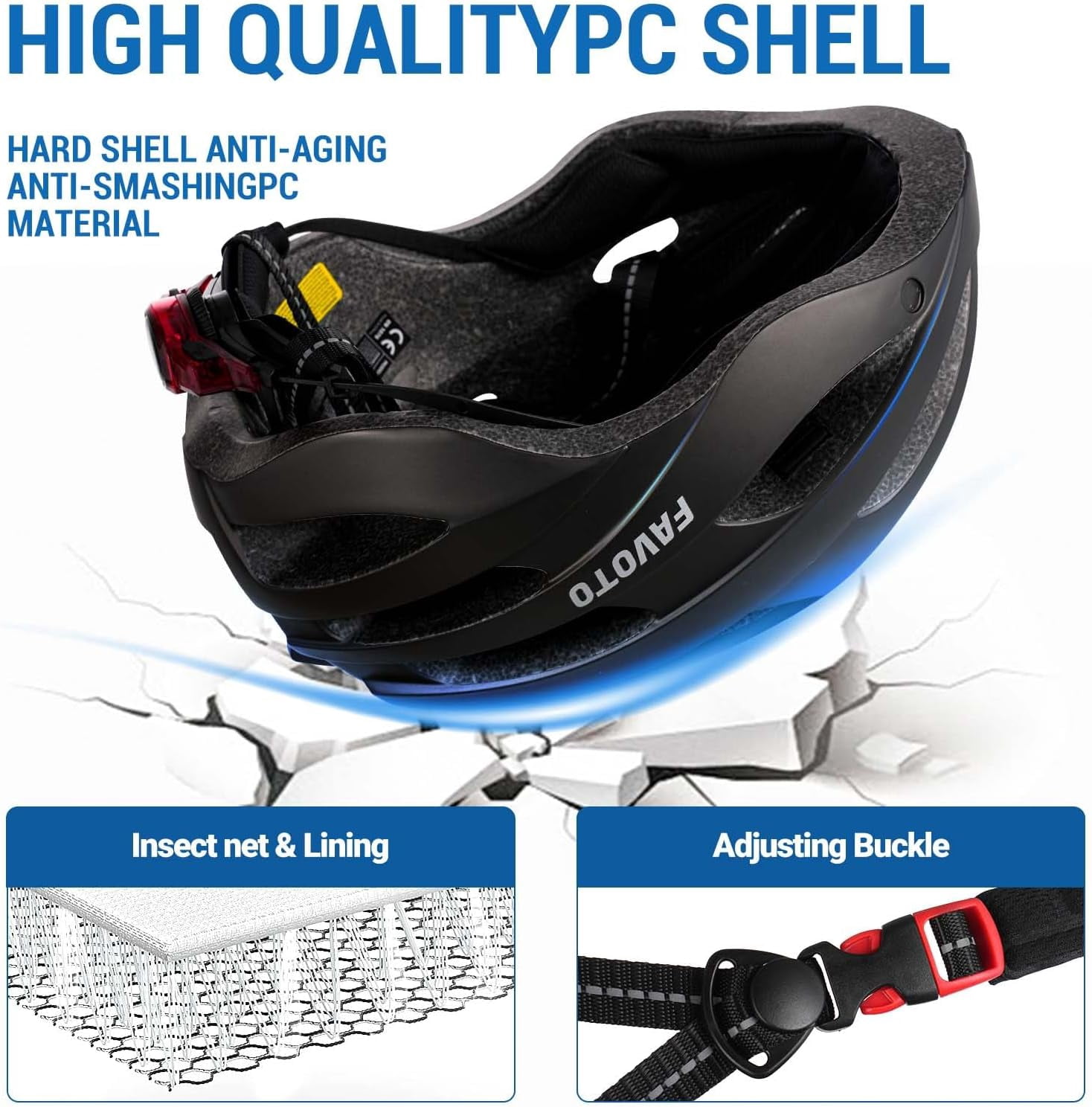 Bike Helmet with Light and Magnetic Goggles - USB Rechargeable ...