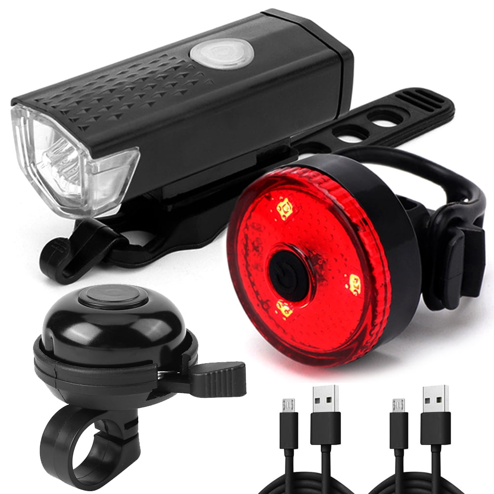 Bike LED Light,USB Rechargeable Waterproof Bikes Front Light Rear Lamp ...