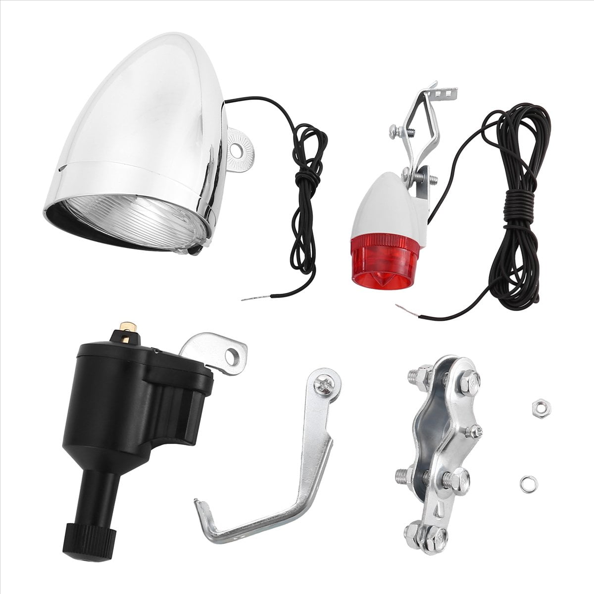 Bike Light Bicycle Motorized Bike Friction Dynamo Generator Head Tail ...