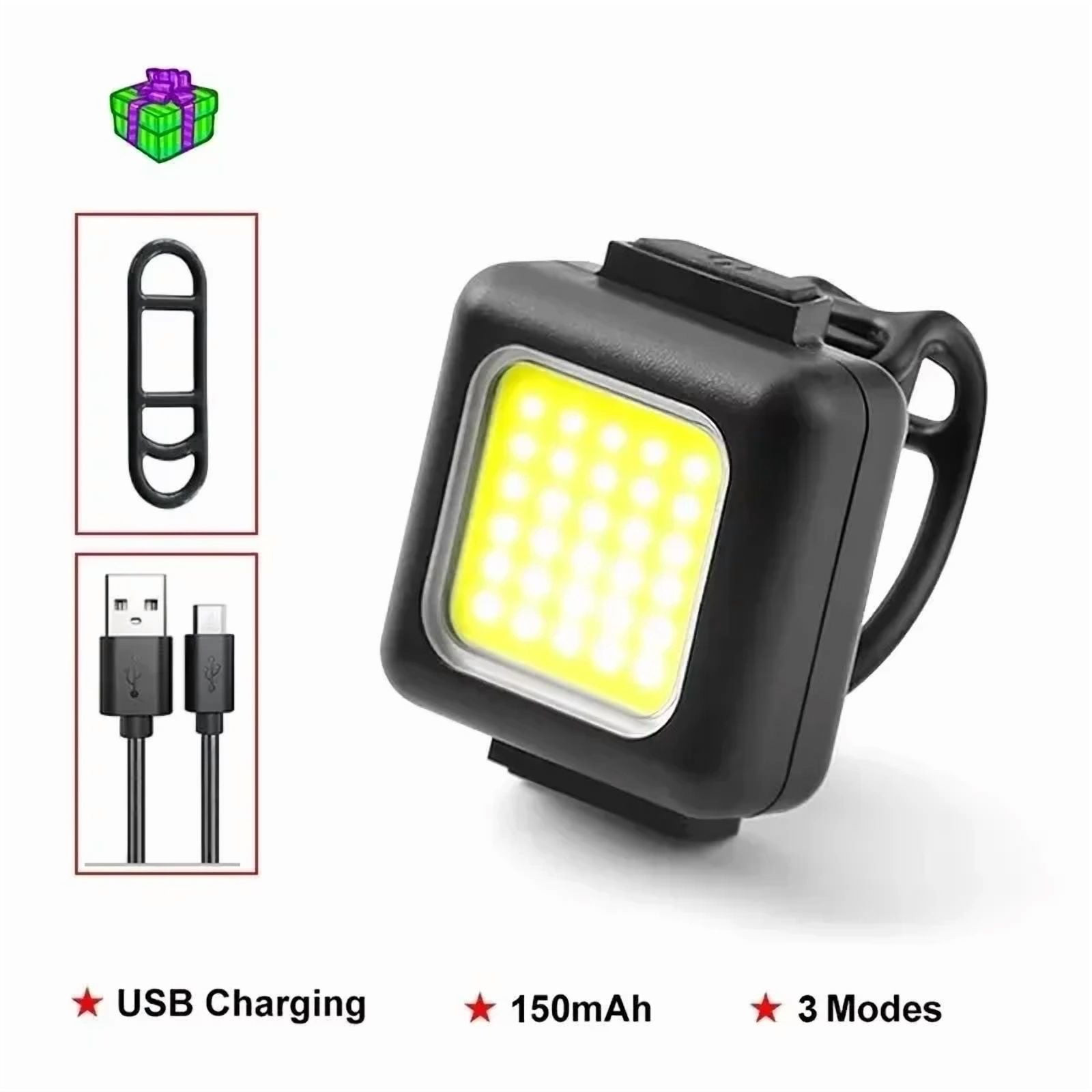 Bike Light COB Front Rear Bicycle Lights LED Rechargeable Mountain Road ...