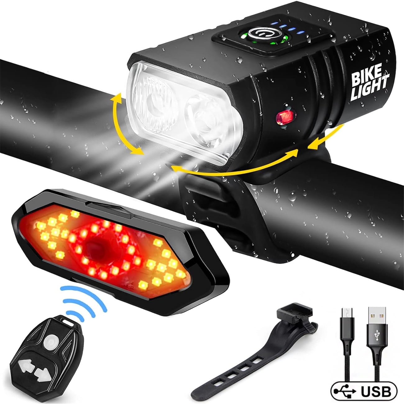 Bike Light, High Lumens Super Bright Bicycle Light, USB Rechargeable ...