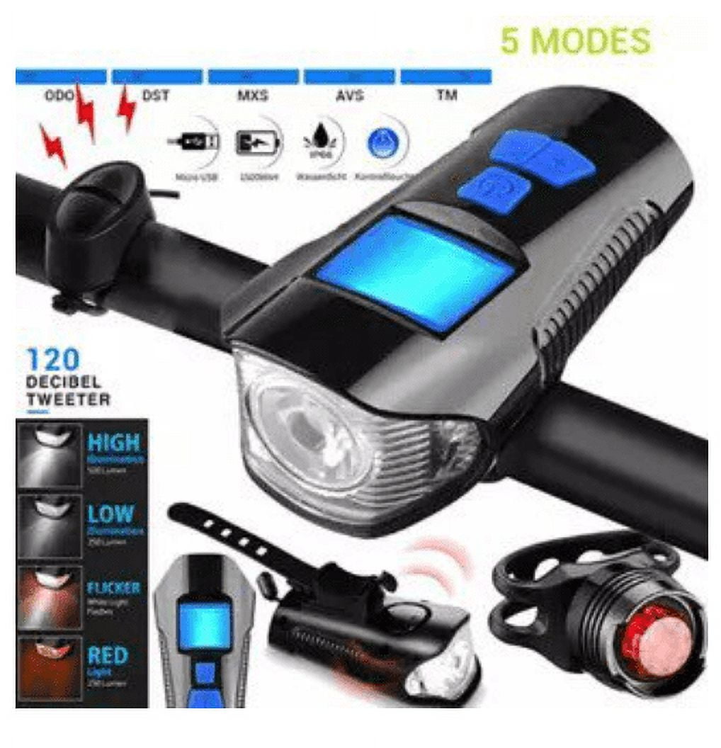 ALLCACA USB Rechargeable Headlight Tail Light Set with Speedometer ...