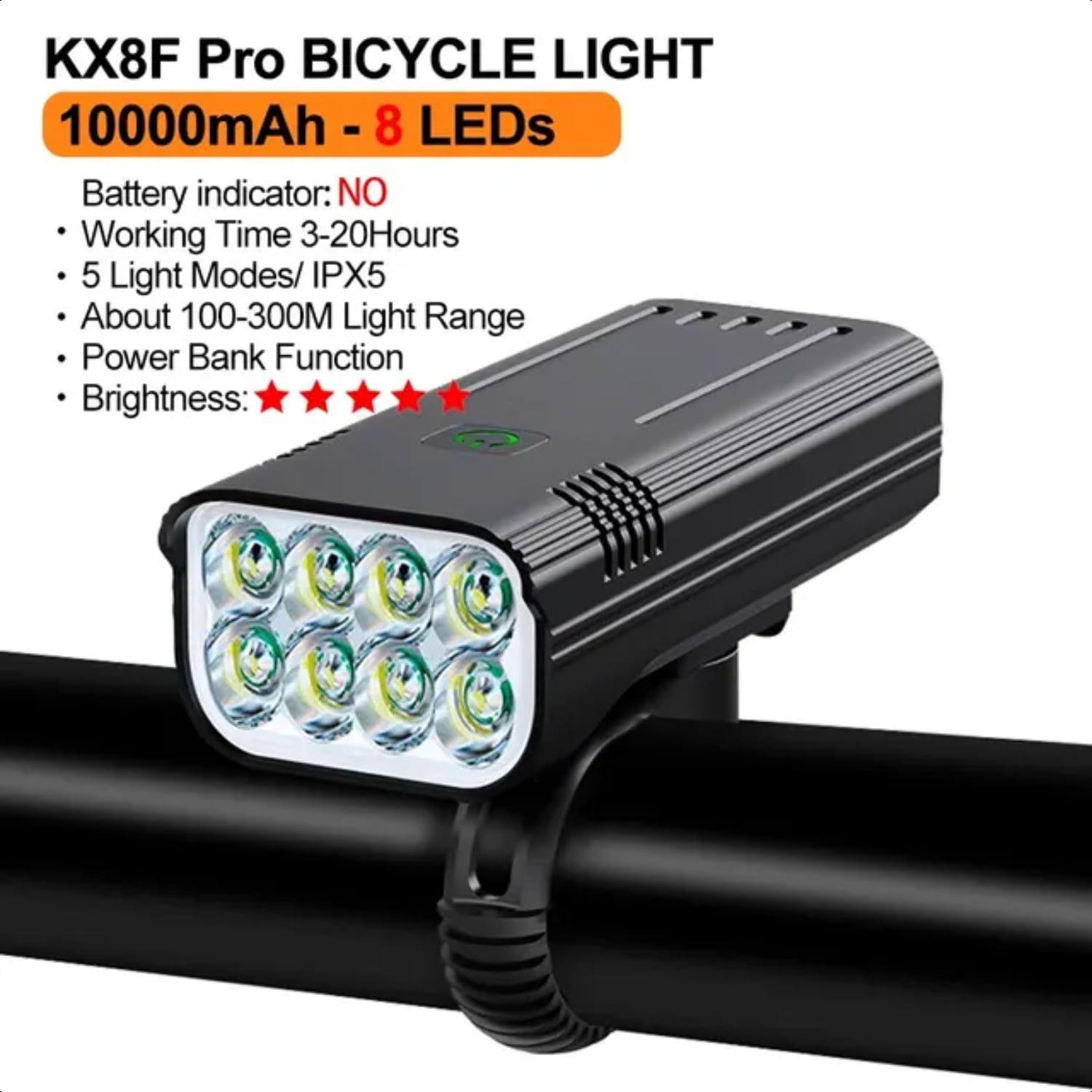 Bike Light USB C Rechargeable 12 8 6 LEDs Bicycle Lights Battery ...