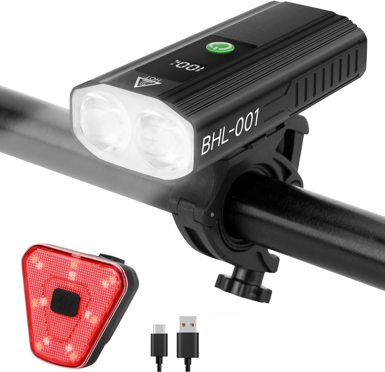 Bike Lights for Night Riding, 2000 High Lumens Super Bright LED Headlight and Back Taillight Set ...