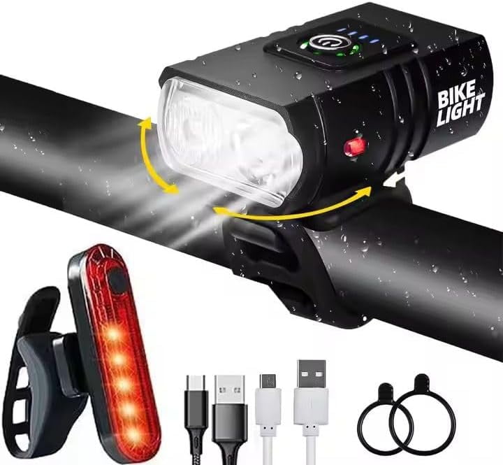 Bike Lights, High Power 1000 Lumen USB Rechargeable Bicycle Lights, 6+4 ...