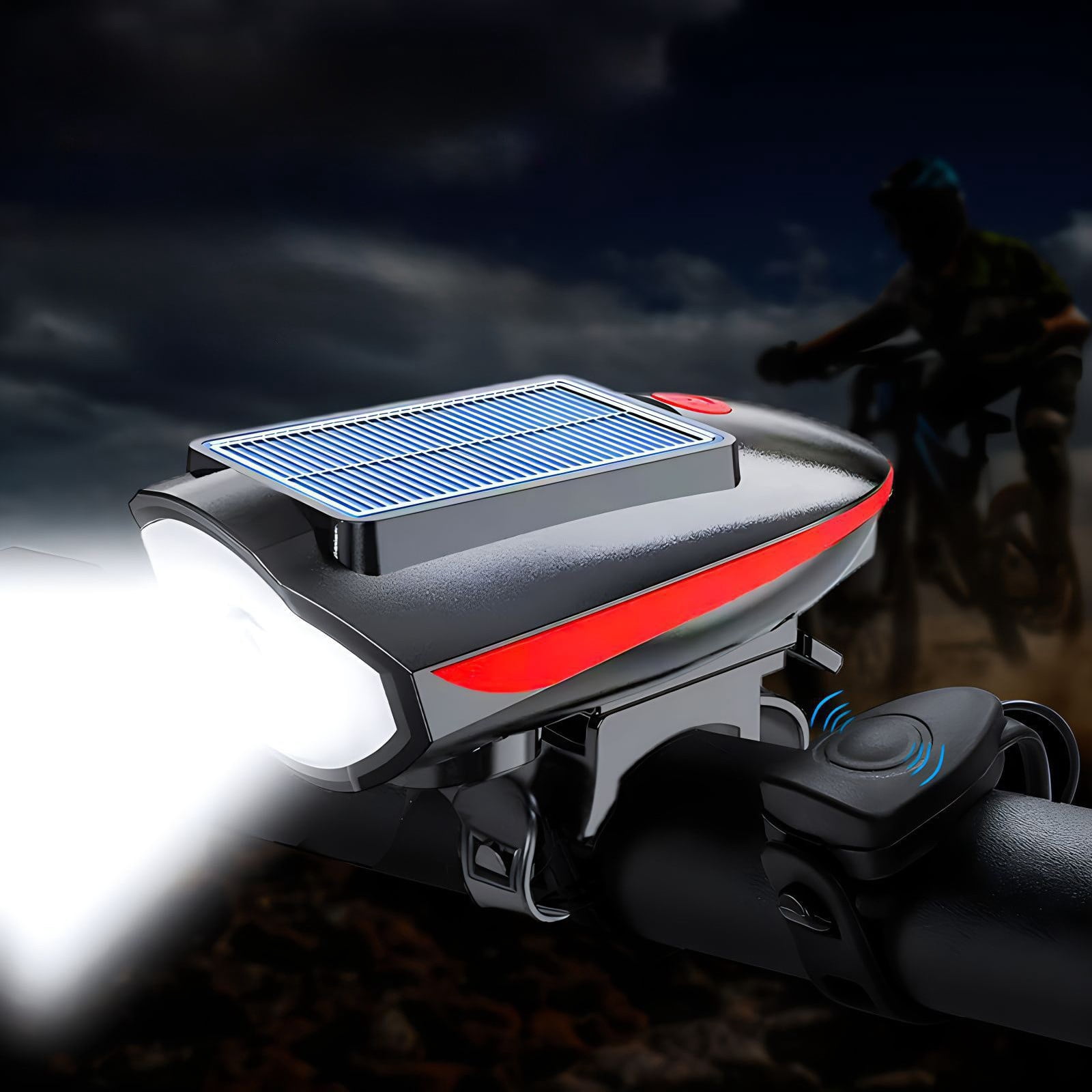 Bike Lights, Solar Powered Bicycle Headlight USB Rechargeable Front ...