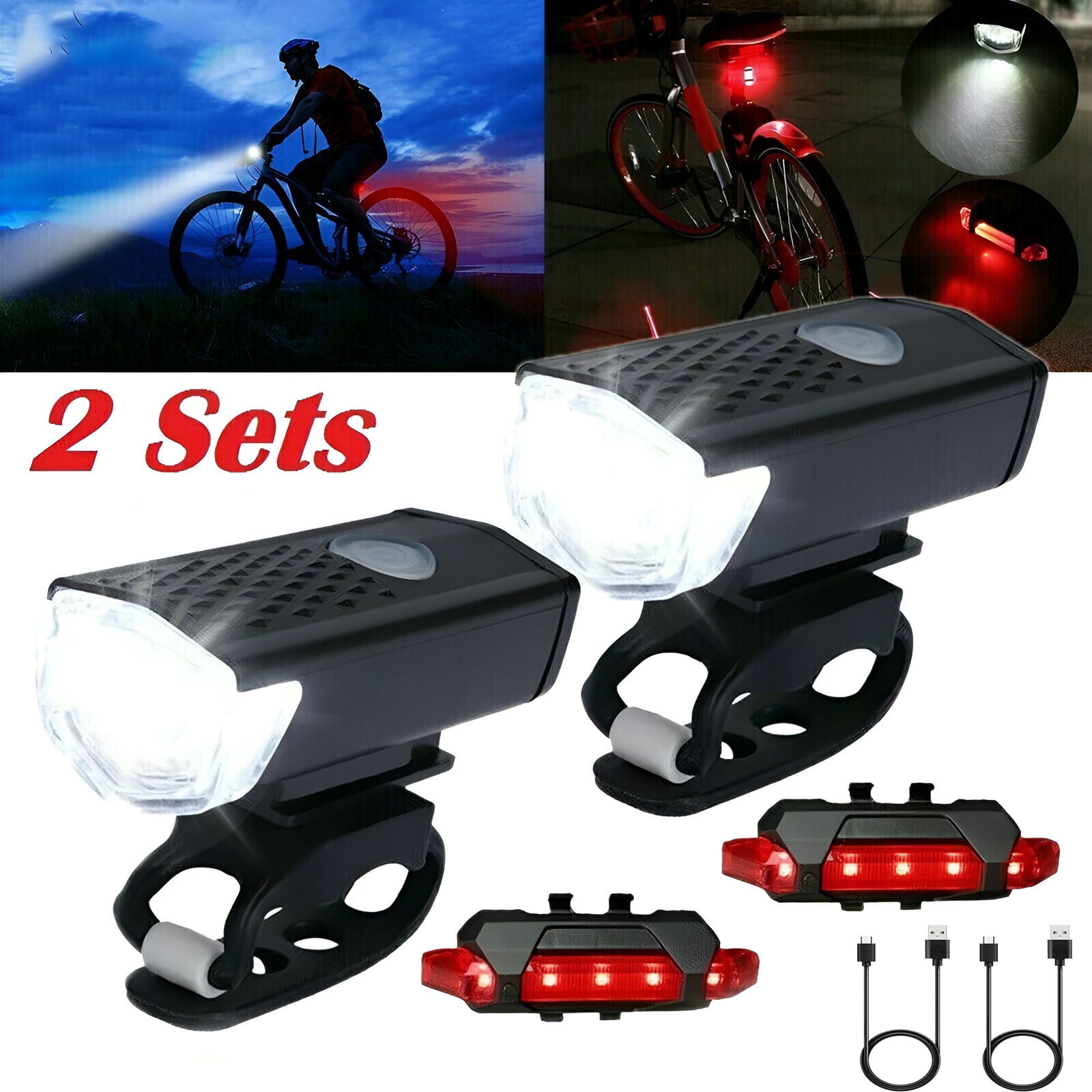 Bike Lights,USB Bike Lights Rechargeable,Bicycle Lights Front And Rear,Bike Lights For Night ...