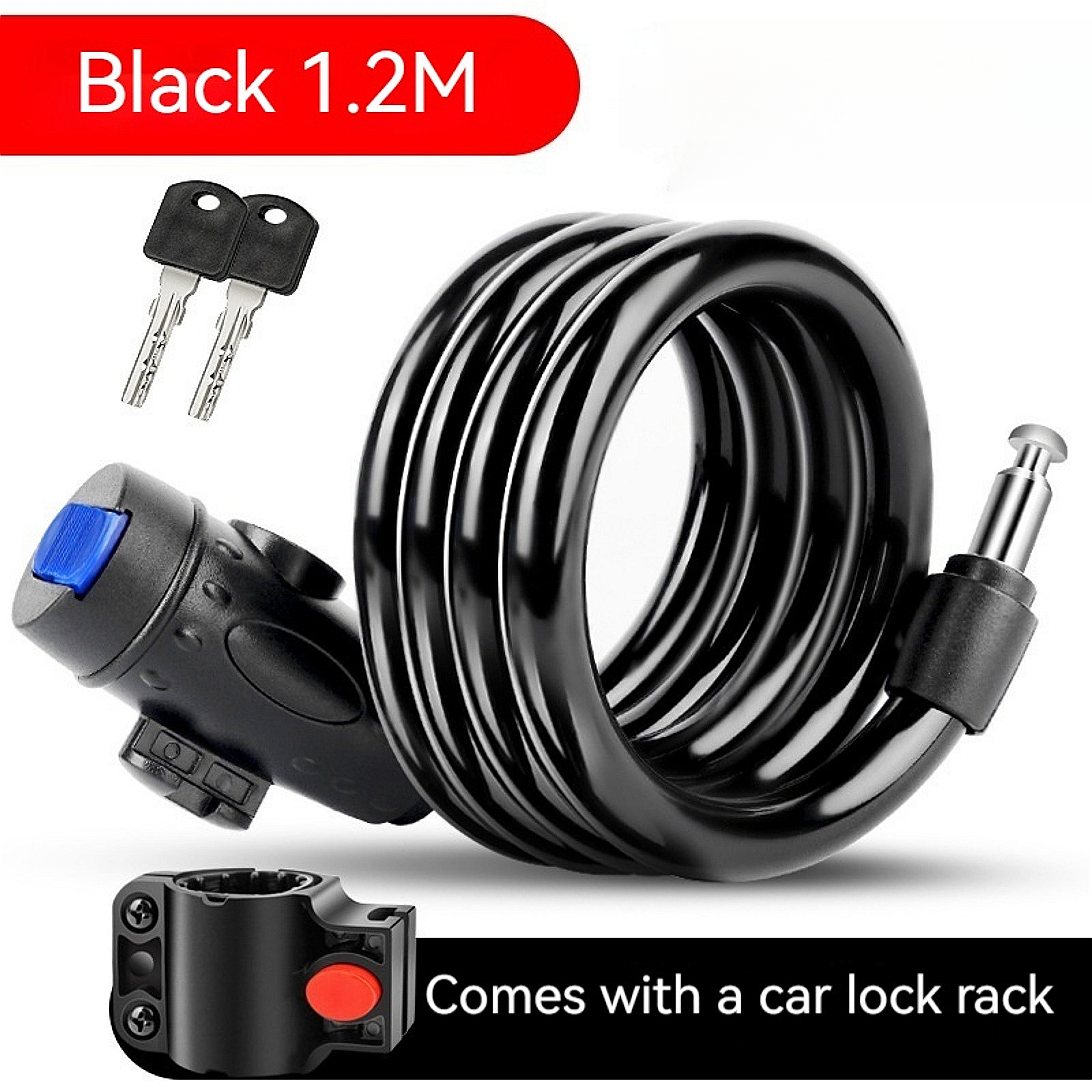 Bike Lock with 2pcs Keys, Professional Bike Cable Lock of 4 Feet ...