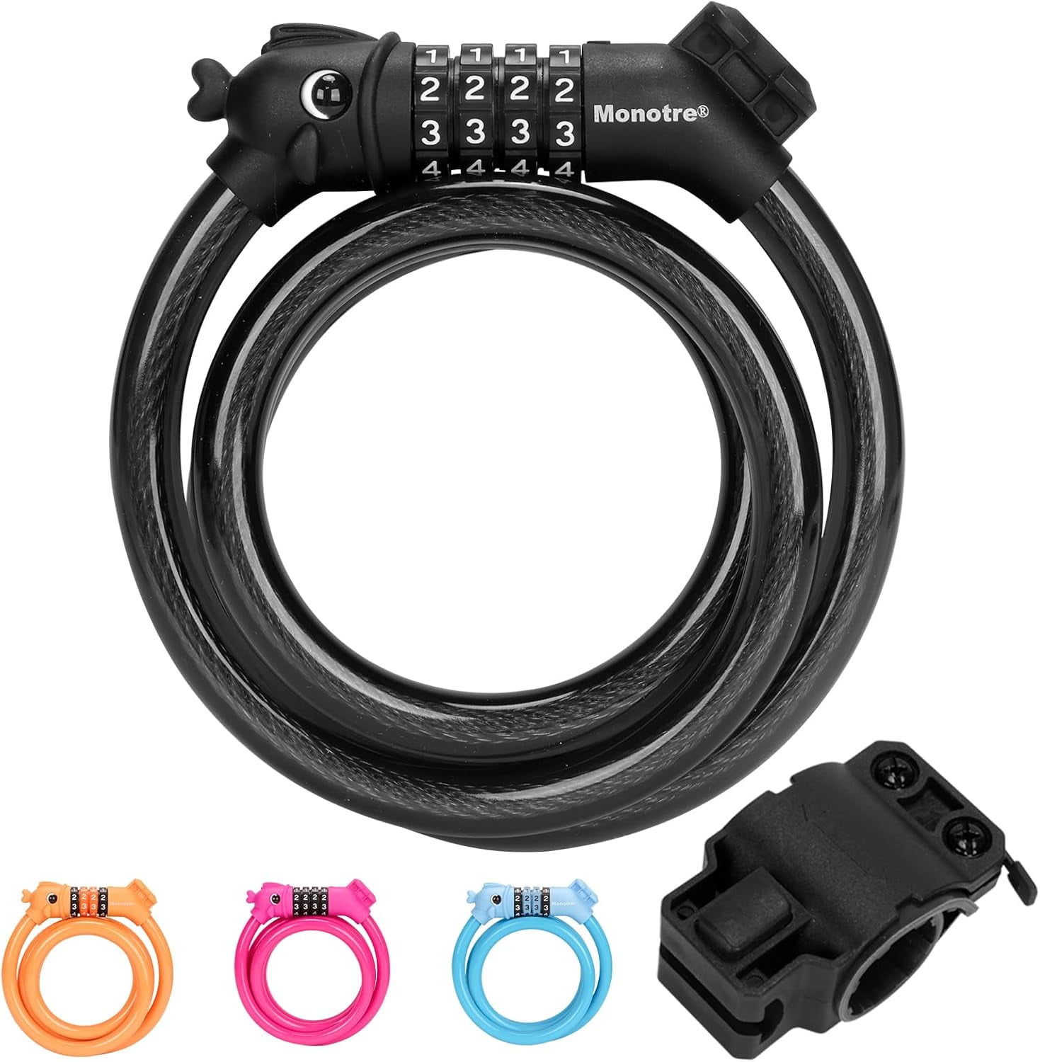 Bike Lock, 3.9 Feet 4-Digit Resettable Combination Password Anti-Theft ...