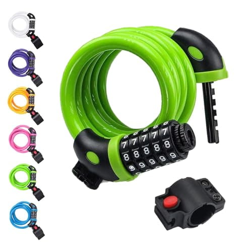 Bike Lock,4/5.6 Feet Bicycle Cable,High Security 5 Digit Resettable Combination Coiling Bicycle ...