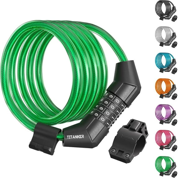 Bike Lock Cable, 4 Feet Bike Cable Lock Basic Self Coiling Kids Bike Lock Combination with ...