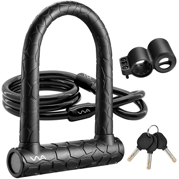 Bike Lock Heavy Duty Anti Theft, Keyed Bike U Lock with 4FT Security ...