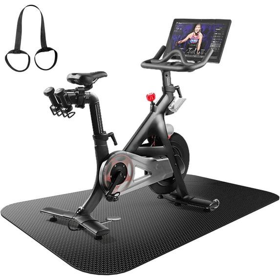 Bike Mat, Exercise Mat for Carpet & Hardwood Floors, Cushioned ...