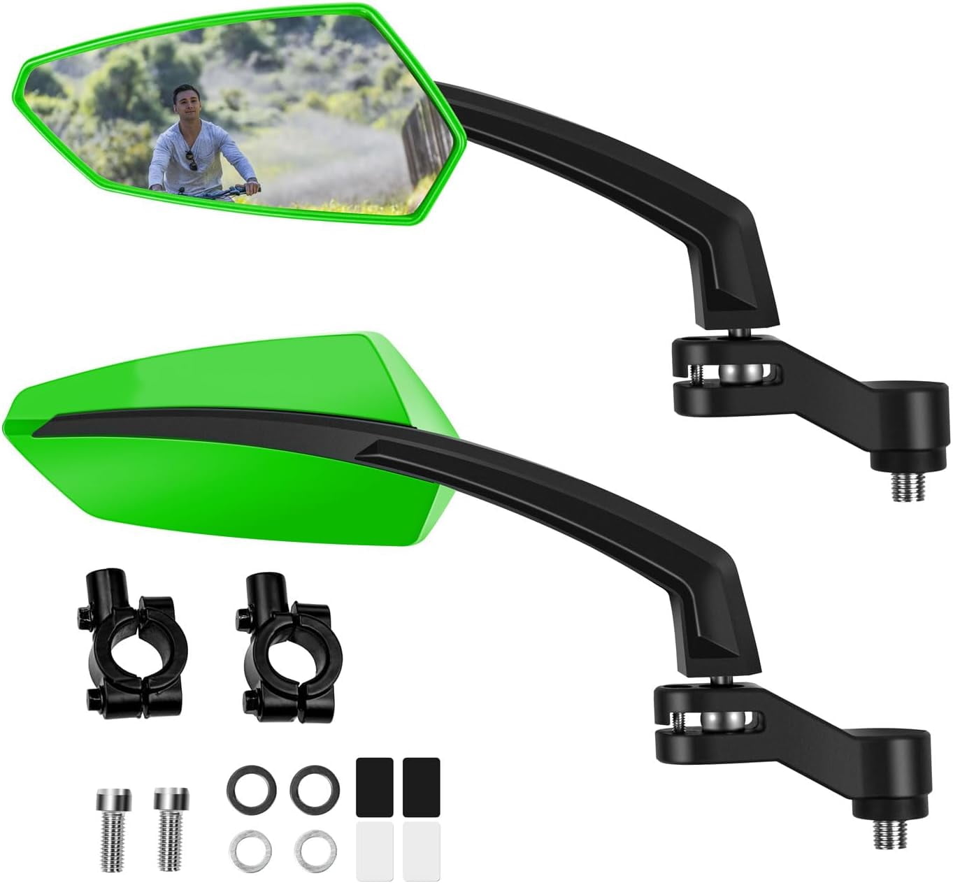 Bike Mirror, 1 Pair Bicycle Mirror Handlebar Mount, 360° Adjustable ...