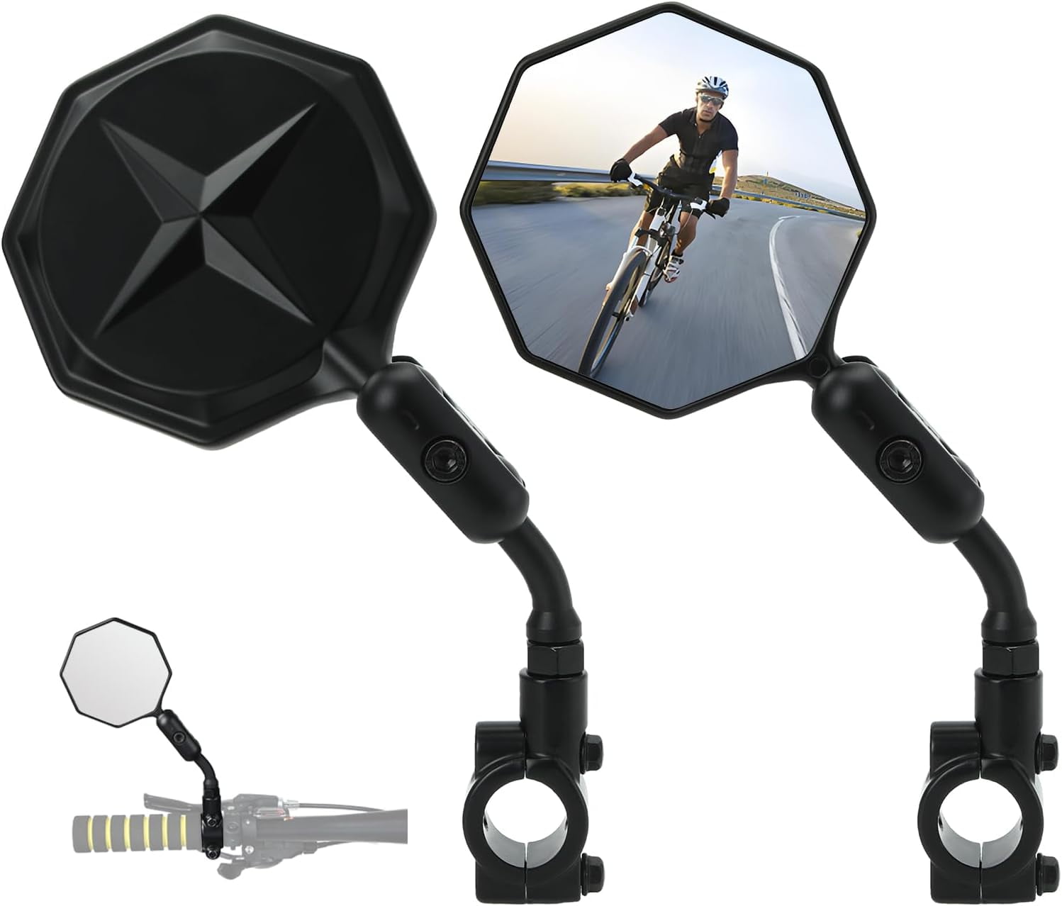 Bike Mirror, 2 pcs Bike Mirror Handlebar Mount,Aluminum Alloy,HD 360 ...