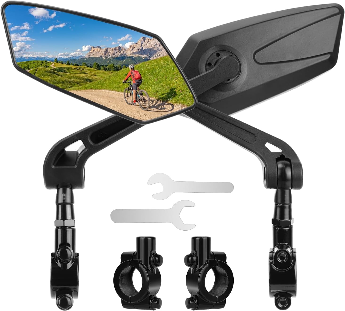 2 Pack Bike Mirrors, Bicycle Rear View Mirror 360°Adjustable HD Wide ...