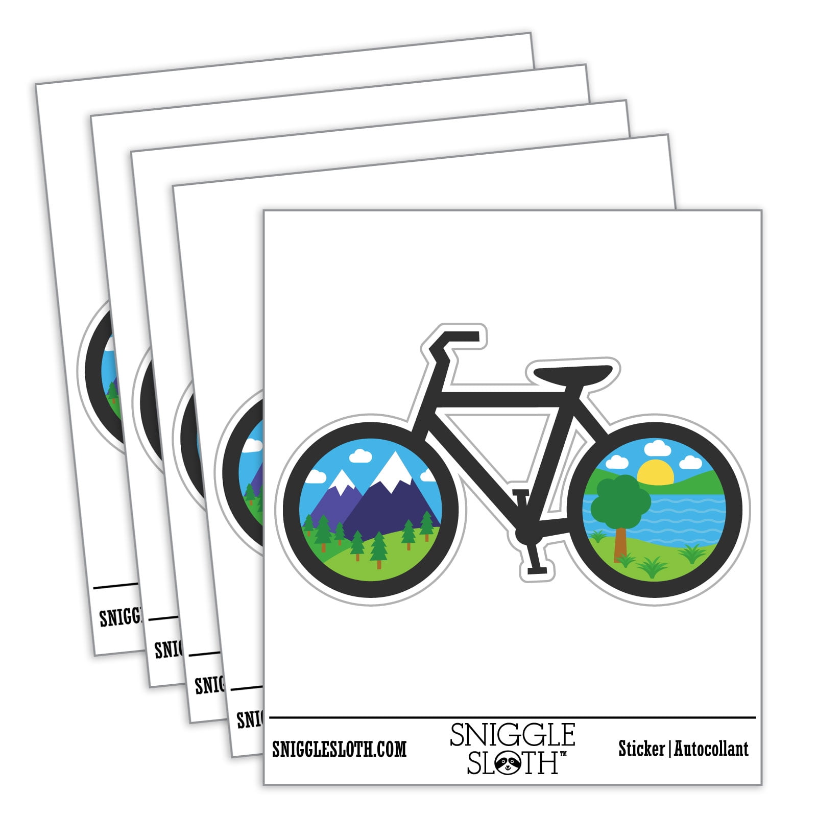 Bike Mountains Hills River Biking Cycle Car Window Bumper Water Bottle Phone Tablet Laptop ...