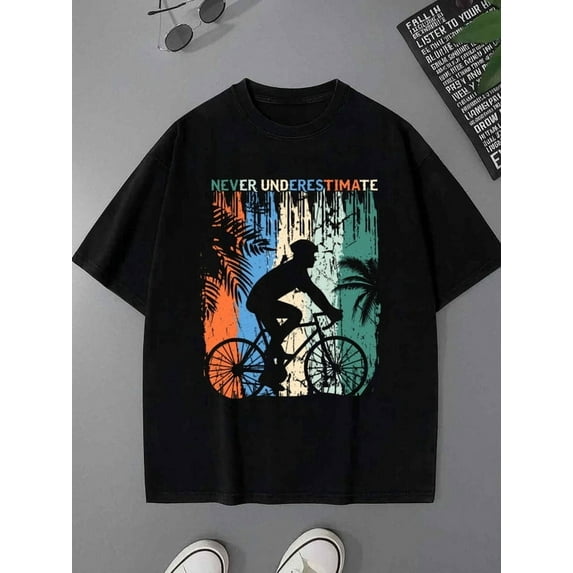 Bike Palm Tee funny humor cotton tshirts graphic t shirts for men 180G 100% Cotton black Regular ...