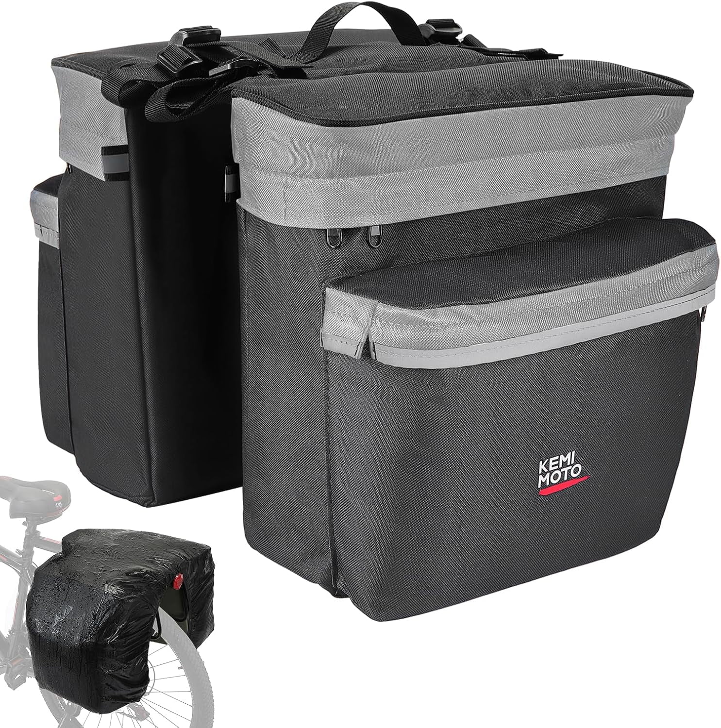 Bike Panniers Bag 40L Bicycle Panniers for Rear Rack w/ Rain Cover ...