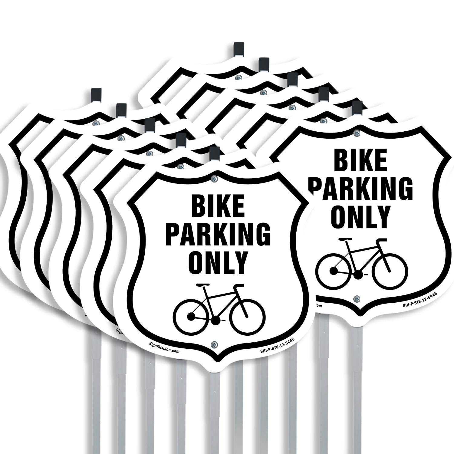 Bike Parking Only (10 Pack) 12 inch X 12 inch Shield Shaped Rust-Free ...