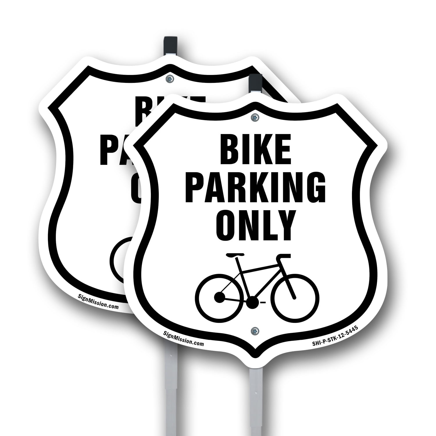 Bike Parking Only (2 Pack) 12 inch X 12 inch Shield Shaped Rust-Free ...