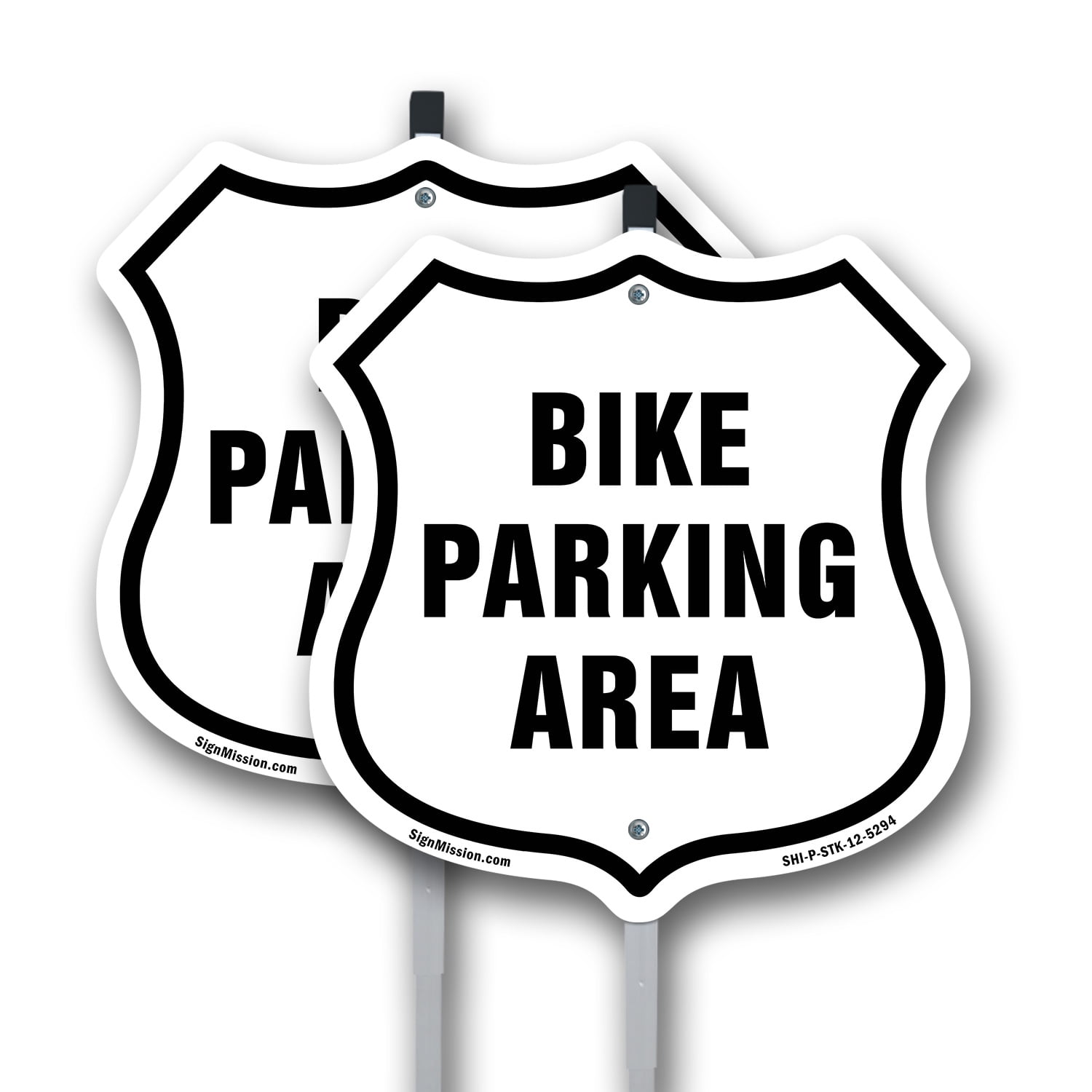 Bike Parking Area (2 Pack) 12 inch X 12 inch Shield Shaped Commercial ...
