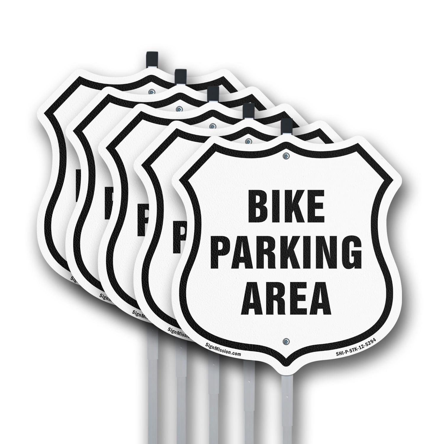 Bike Parking Area (5 Pack) 12 inch X 12 inch Shield Shaped Rust-Free ...