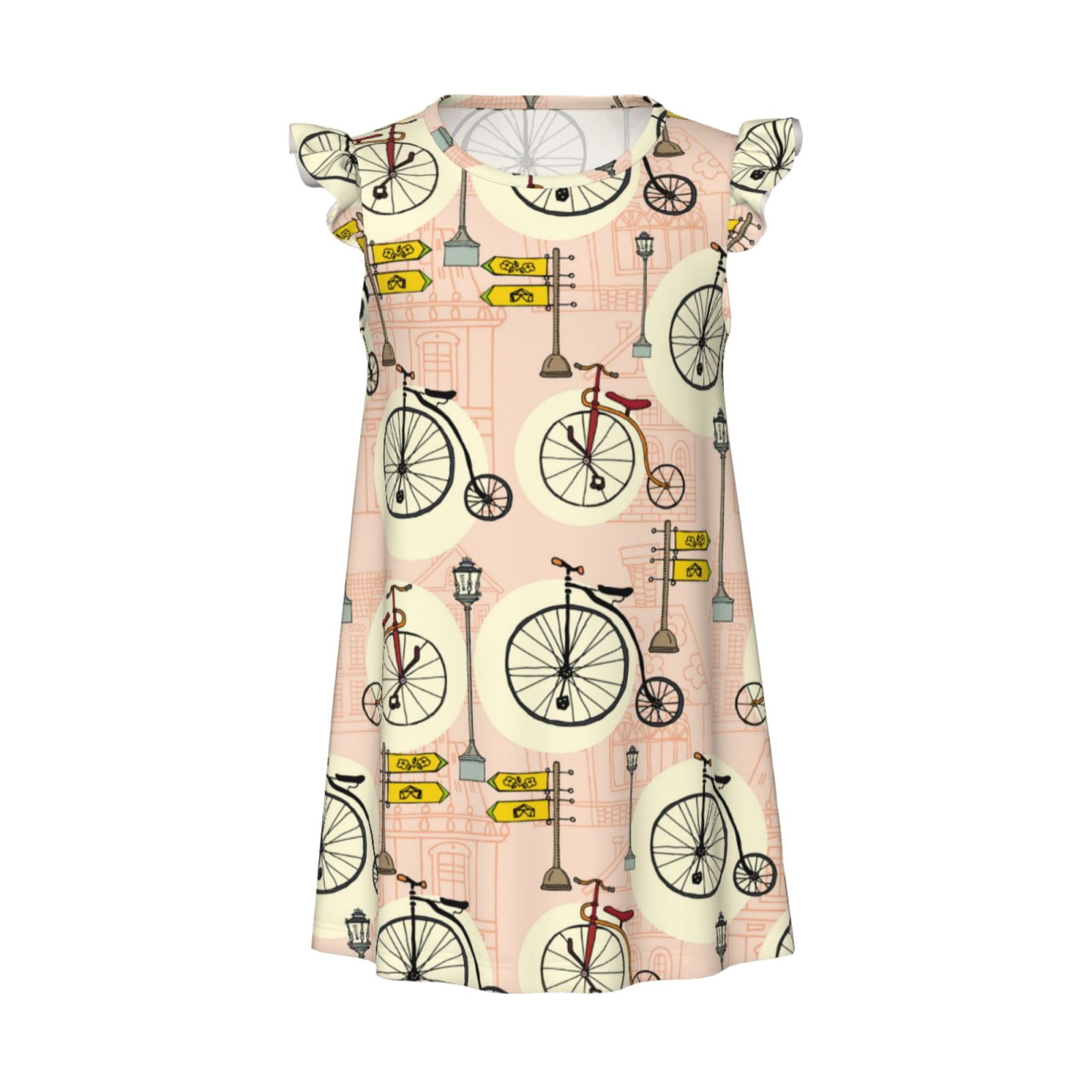 Bike Pattern Abstract Girls Nightgowns, Pajamas for Girls, Soft Flutter ...