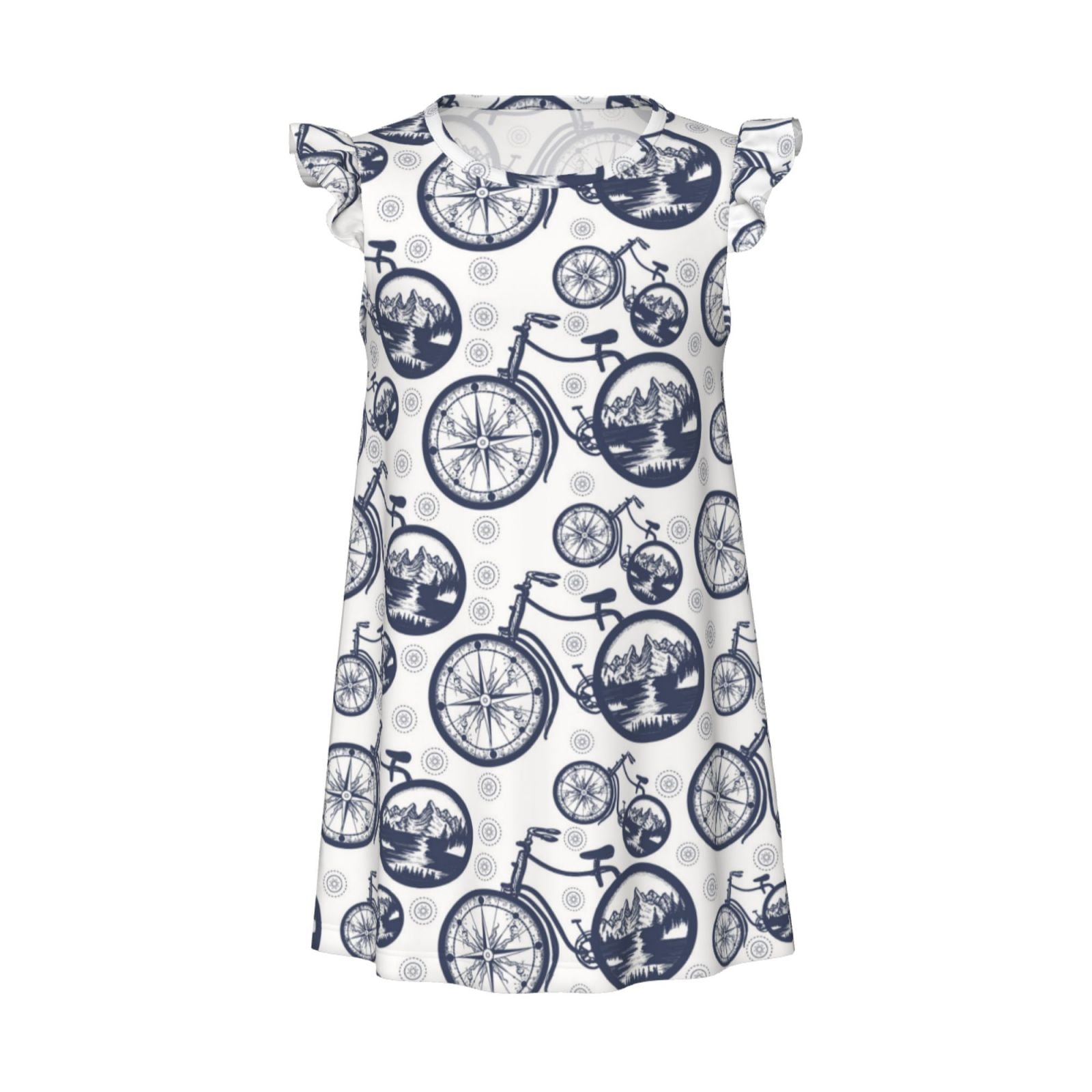 Bike Pattern Exotic Girls Nightgowns, Pajamas for Girls, Soft Flutter ...