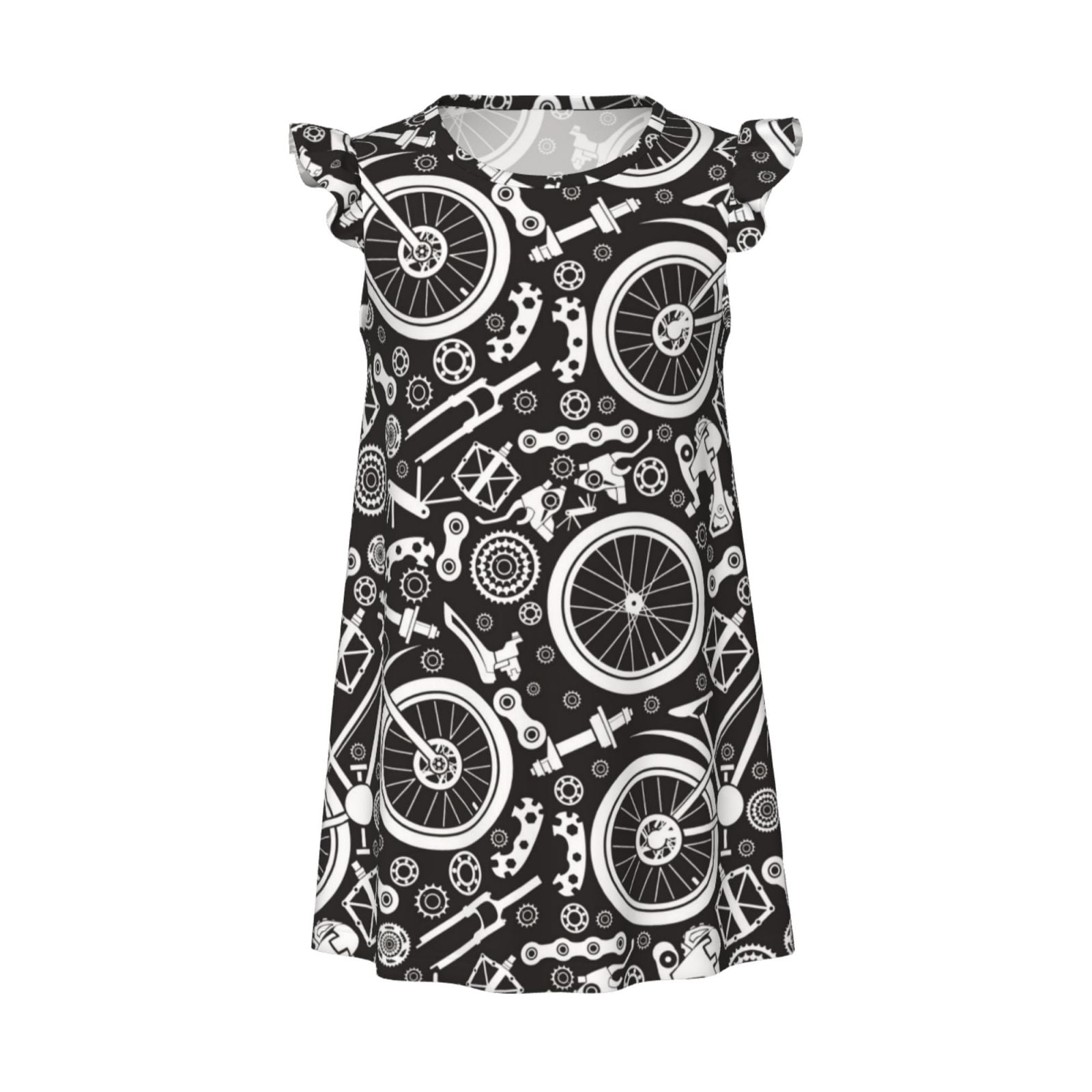 Bike Pattern Mechanical Girls Nightgowns, Pajamas for Girls, Soft ...