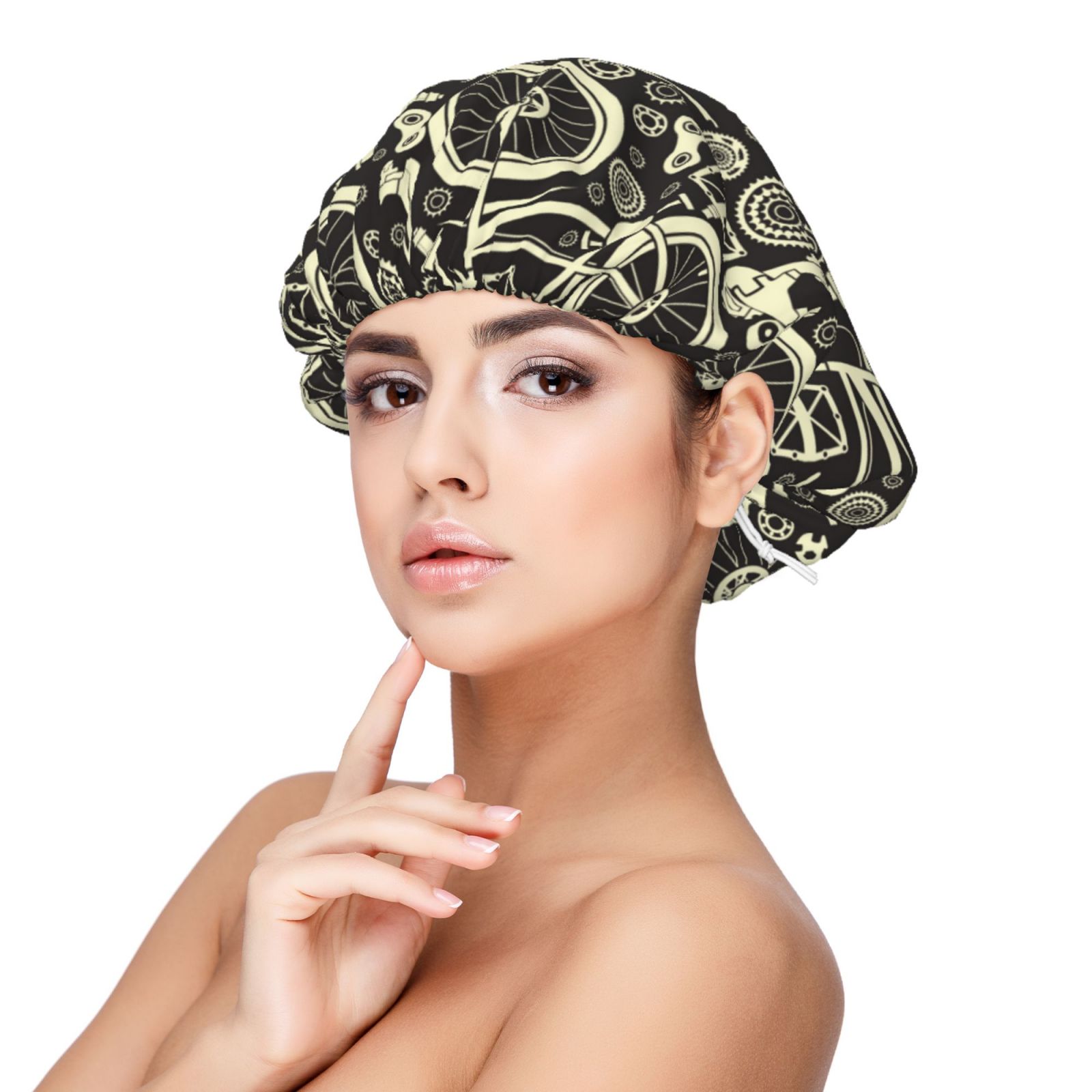 Bike Pattern Mechanical Silk Bonnet for Sleeping Women Men, Adjustable ...