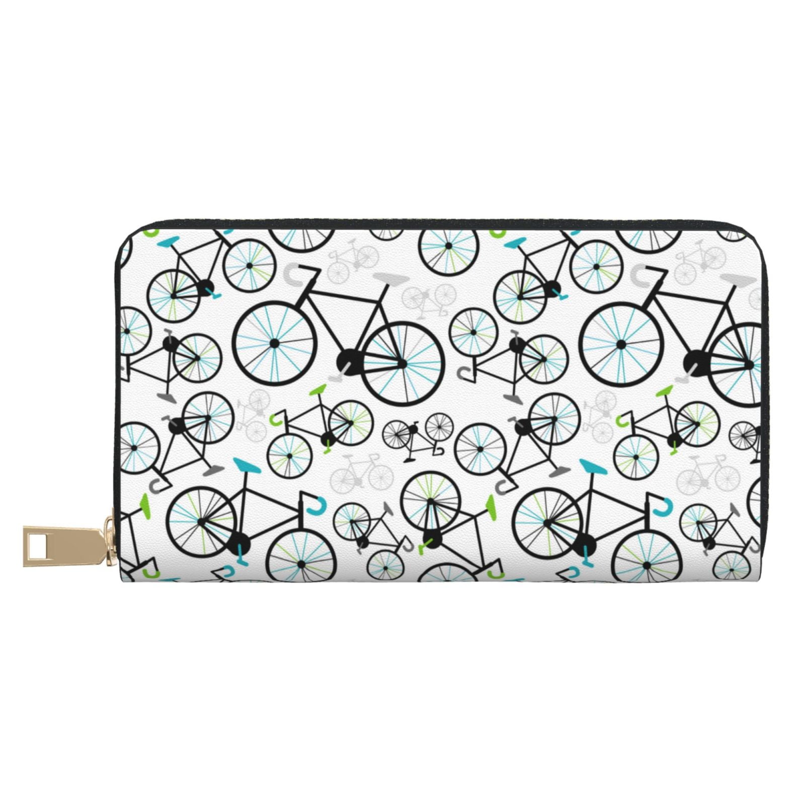 Bike Pattern Minimalist Wallet Women, Leather Bifold Multi Card Wallet ...