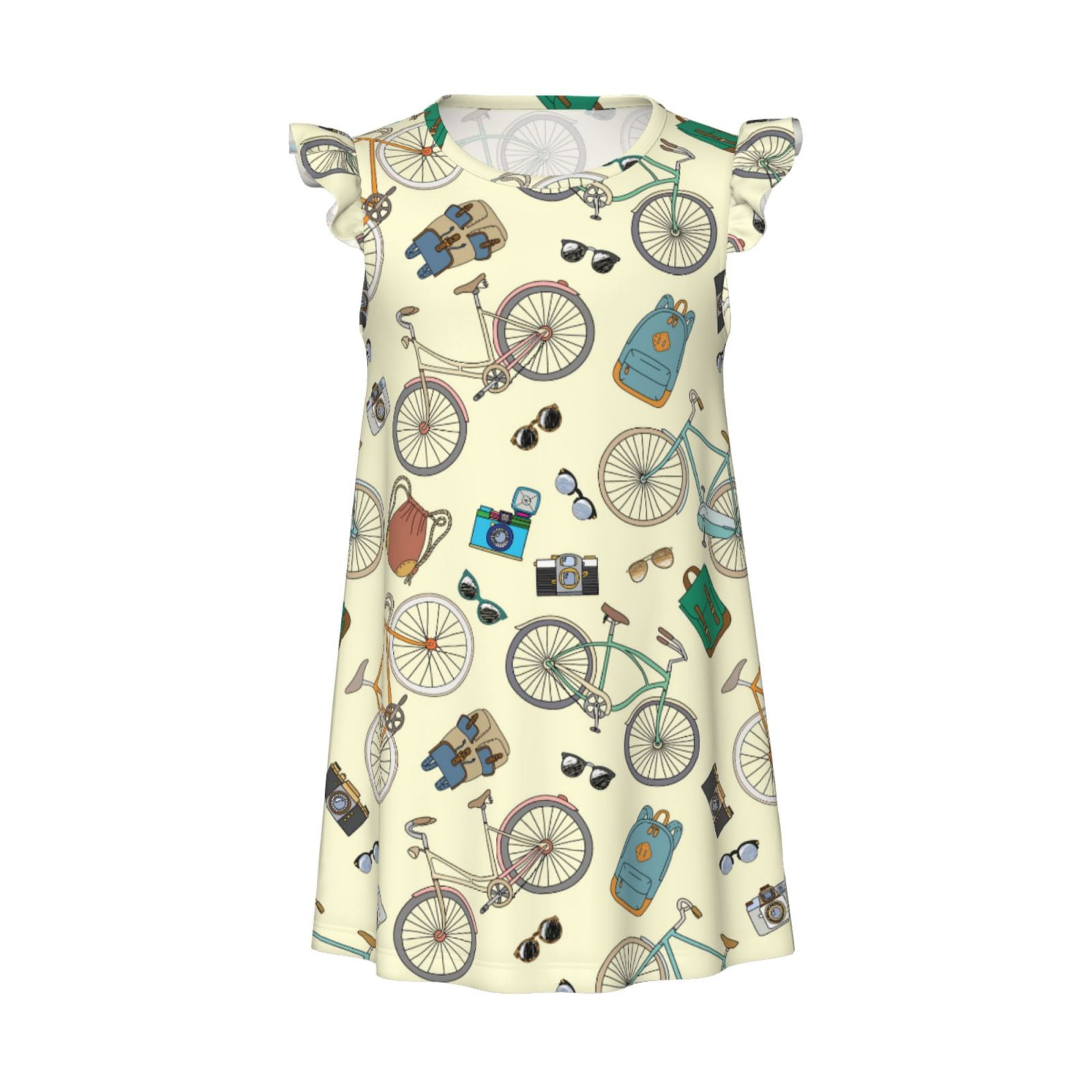 Bike Pattern Trendy Girls Nightgowns, Pajamas for Girls, Soft Flutter ...