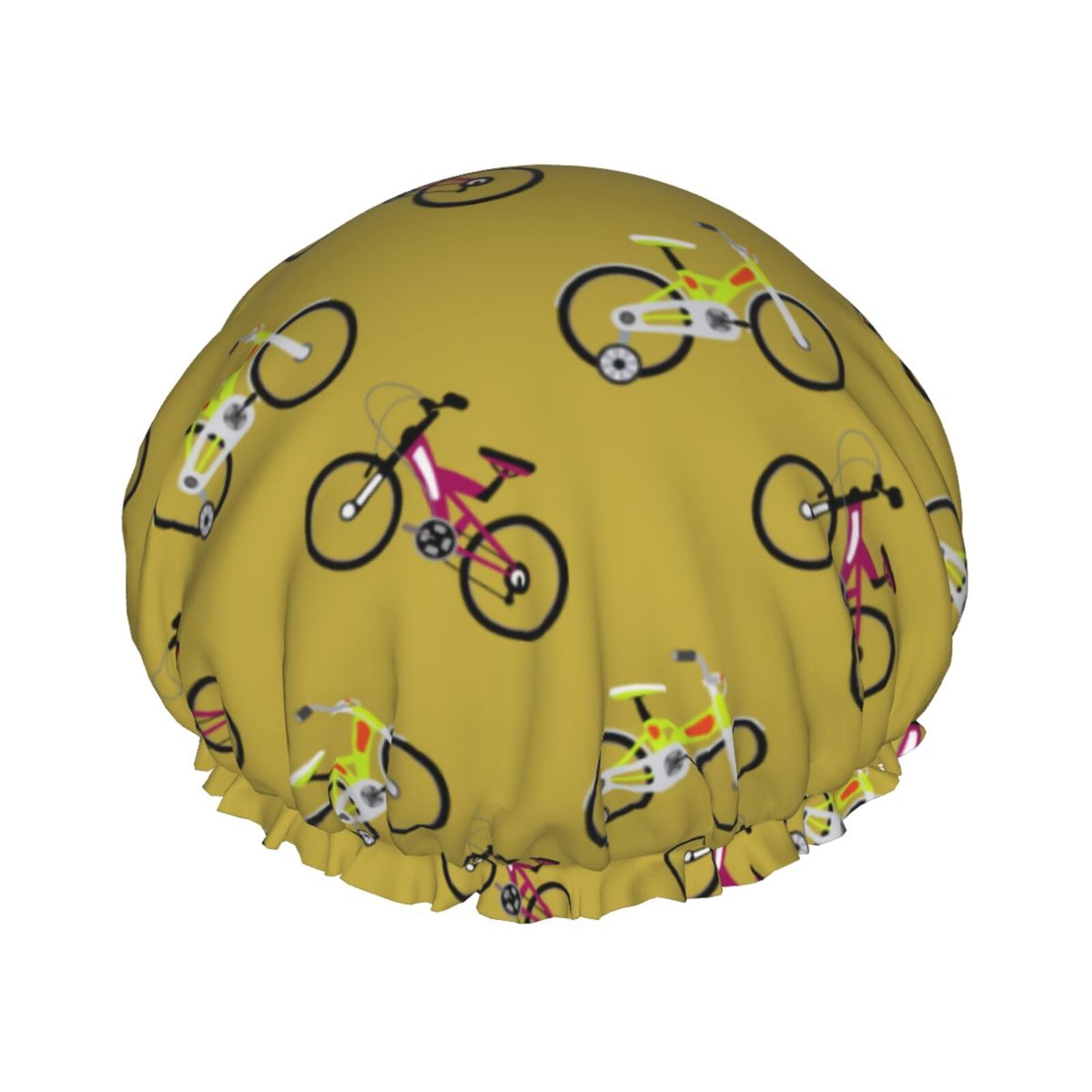 Bike Pattern funny Shower Cap, Reusable Bath Hair Hat for all Hair ...